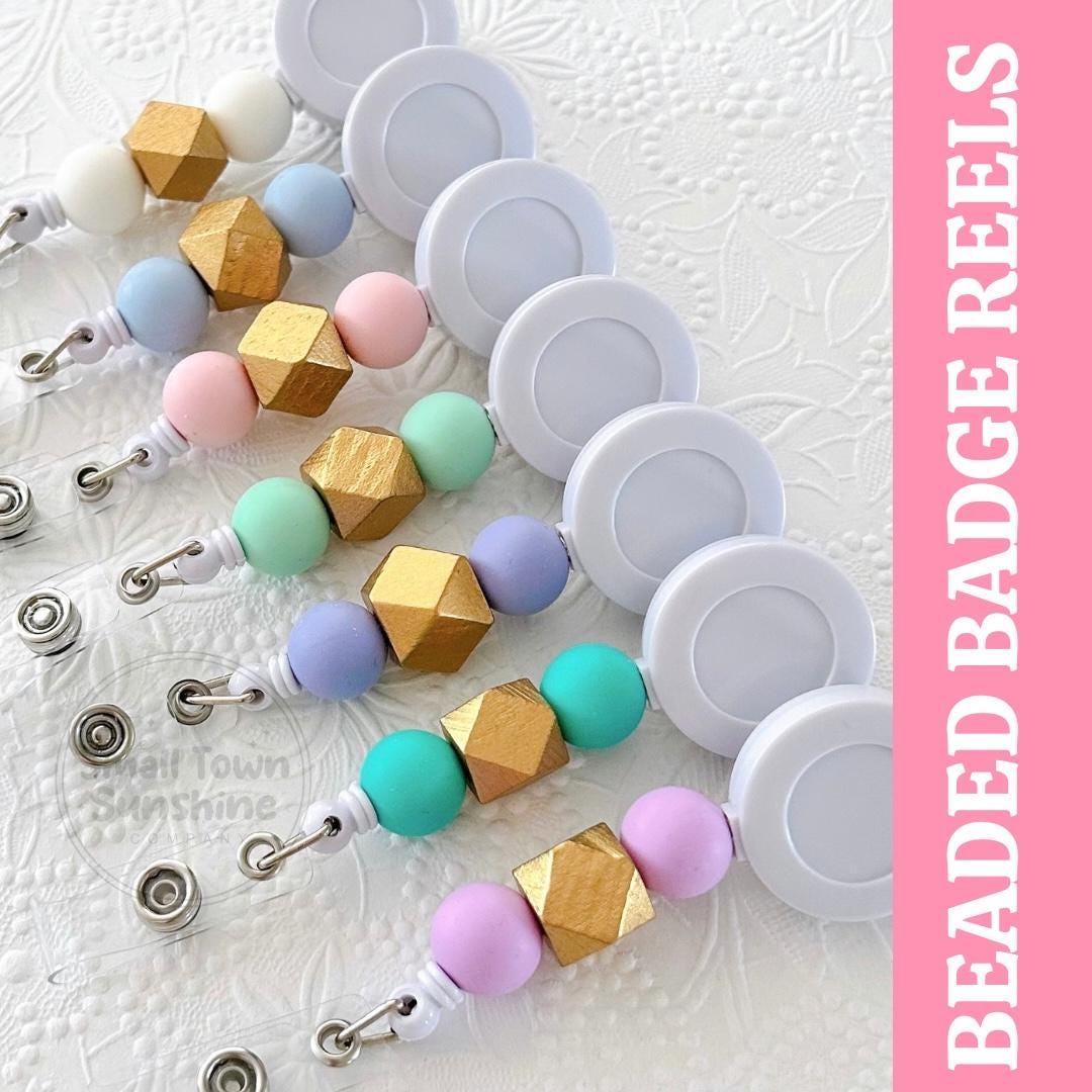 Interchangeable - Perfectly Pastel Beaded Badge Reel Collection – The ...