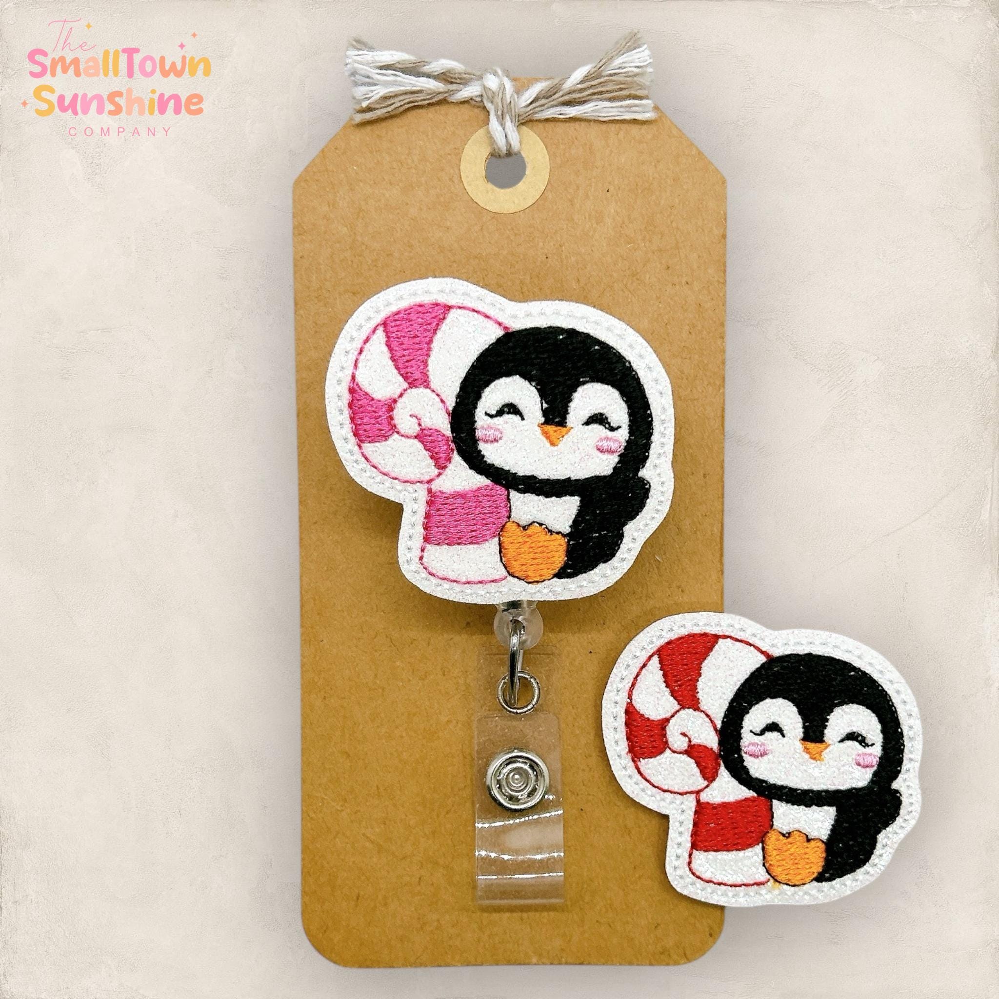 Candy Cane Penguin Badge Topper – The SmallTownSunshine Company
